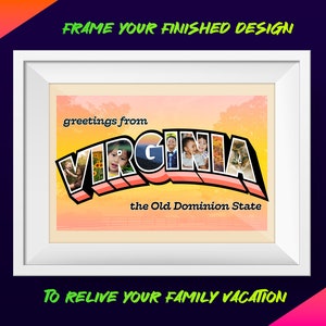 Virginia Postcard Canva Template Editable Photo Collage Vintage Travel ...
