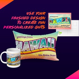 Hawaii Postcard Canva Template Editable Photo Collage Vintage Travel ...