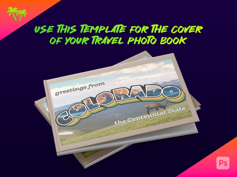 Colorado Postcard Photoshop Template Editable Photo Collage - Etsy