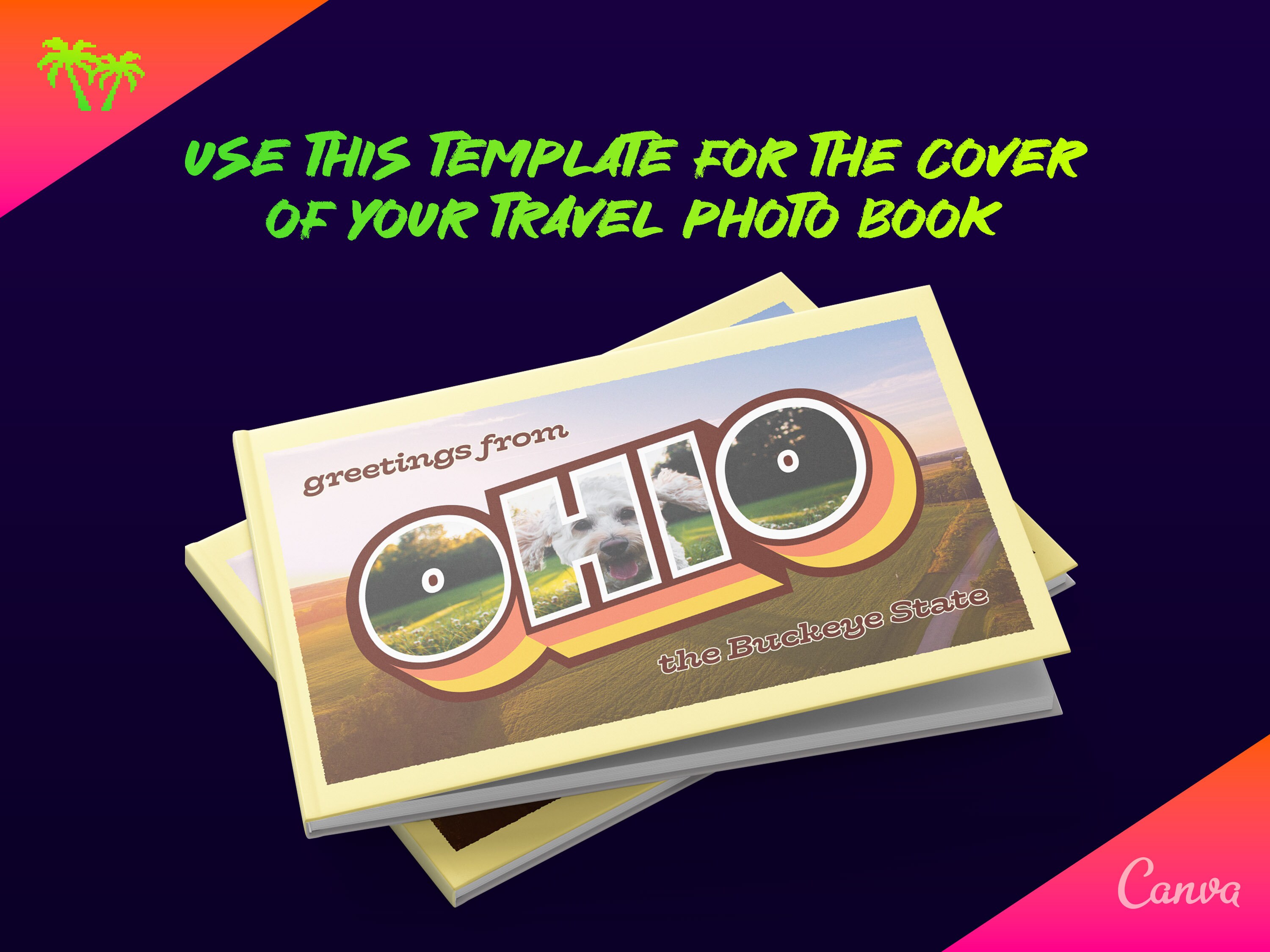 Ohio Postcard Canva Template | Editable Photo Collage | Vintage Travel ...