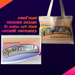 Virginia Postcard Canva Template Editable Photo Collage Vintage Travel ...