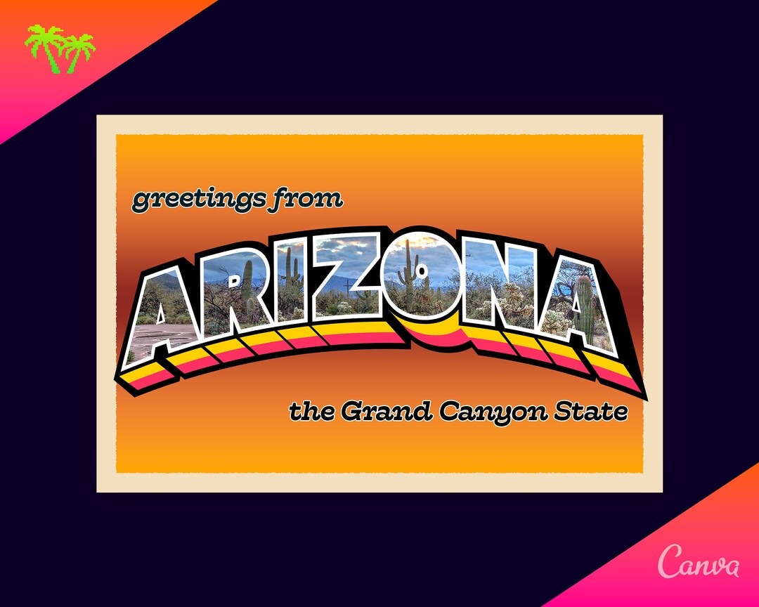 Arizona Postcard Canva Template Editable Photo Collage - Etsy