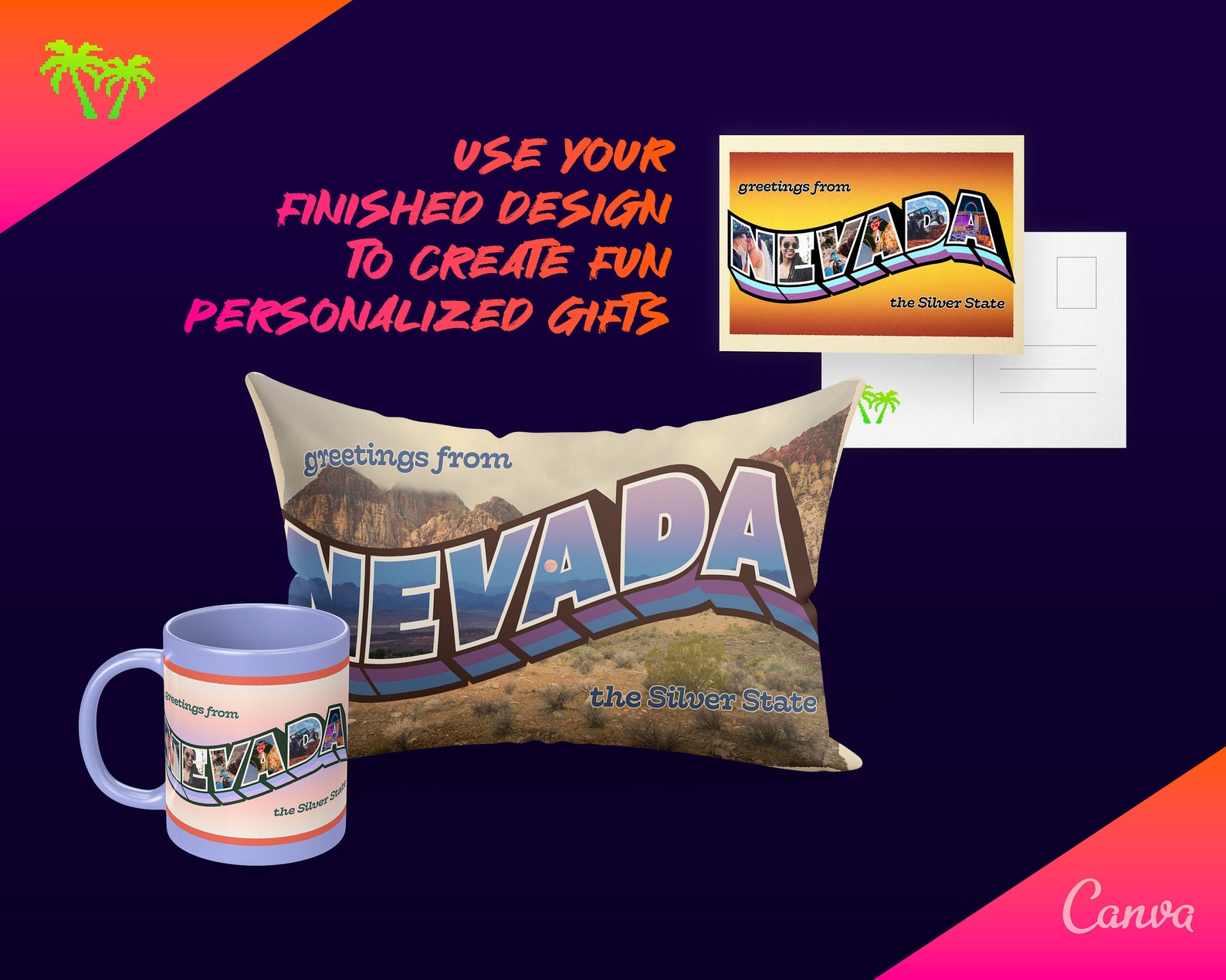 Nevada Postcard Canva Template Editable Photo Collage - Etsy