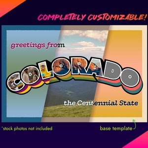 Colorado Postcard Photoshop Template Editable Photo Collage - Etsy