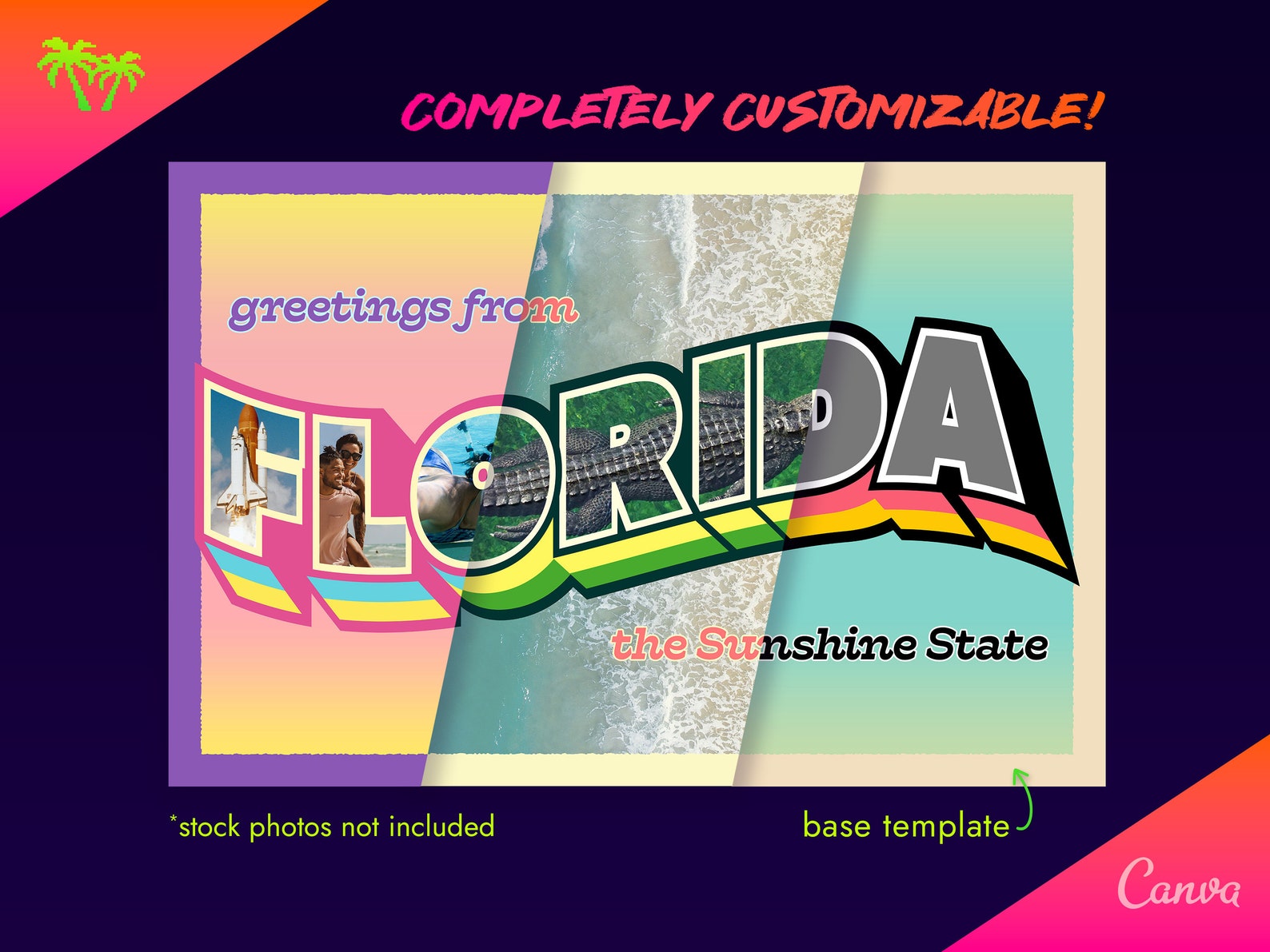 Florida Postcard Canva Template Editable Photo Collage - Etsy