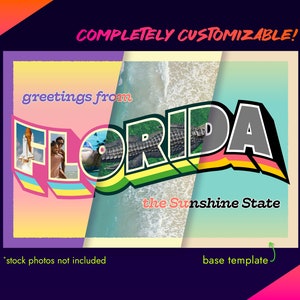 Florida Postcard Canva Template Editable Photo Collage - Etsy