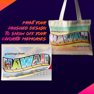 Hawaii Postcard Canva Template Editable Photo Collage Vintage Travel ...
