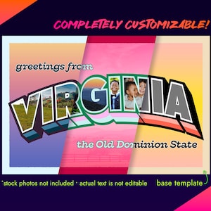 Virginia Postcard Canva Template Editable Photo Collage Vintage Travel ...