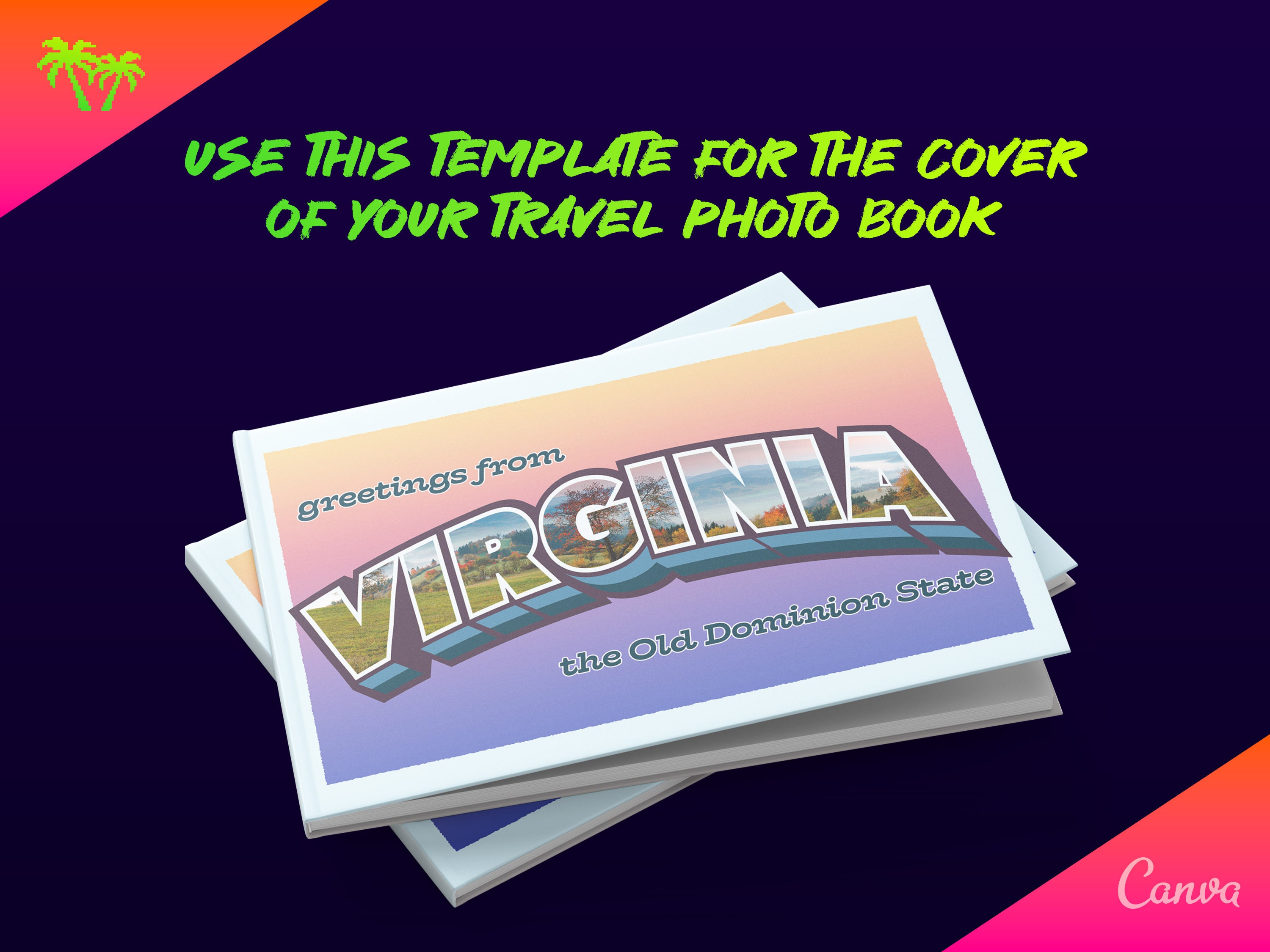 Virginia Postcard Canva Template Editable Photo Collage Vintage Travel ...