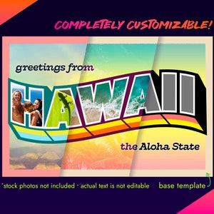 Hawaii Postcard Canva Template Editable Photo Collage Vintage Travel ...