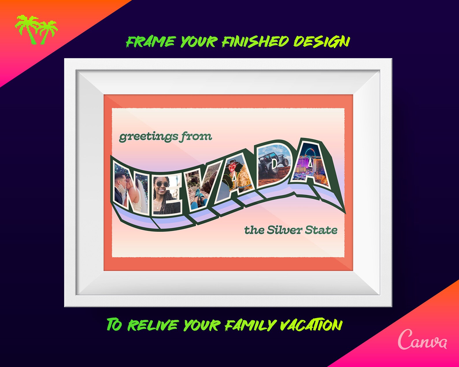 Nevada Postcard Canva Template Editable Photo Collage - Etsy