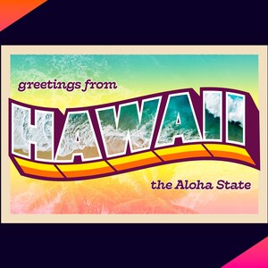 Hawaii Postcard Canva Template Editable Photo Collage Vintage Travel ...