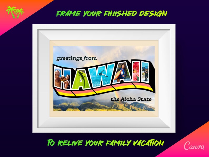 Hawaii Postcard Canva Template Editable Photo Collage - Etsy