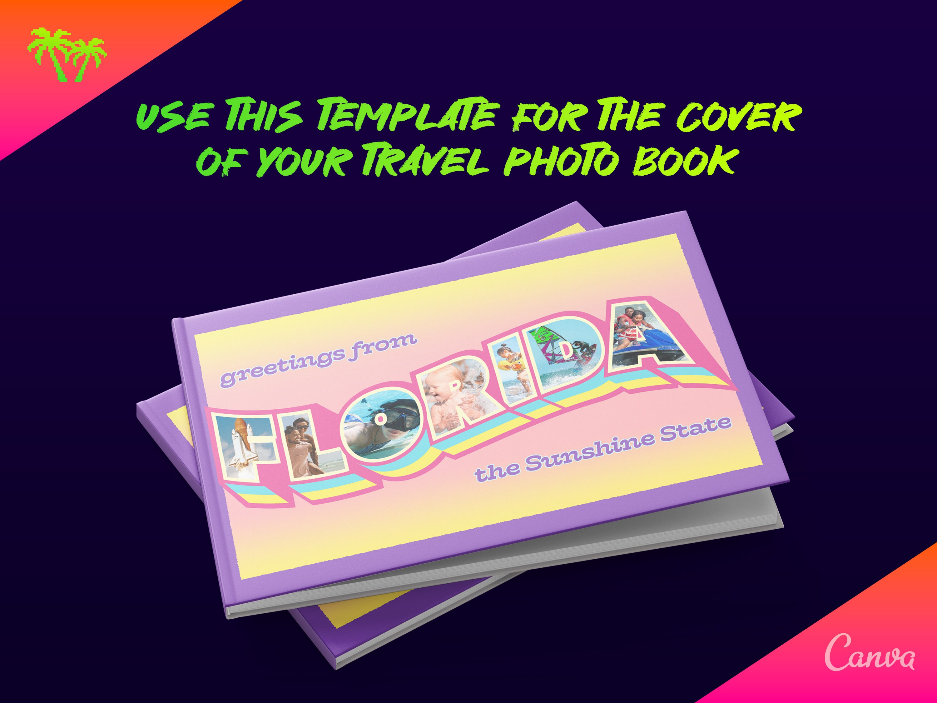 Florida Postcard Canva Template Editable Photo Collage Vintage Travel ...