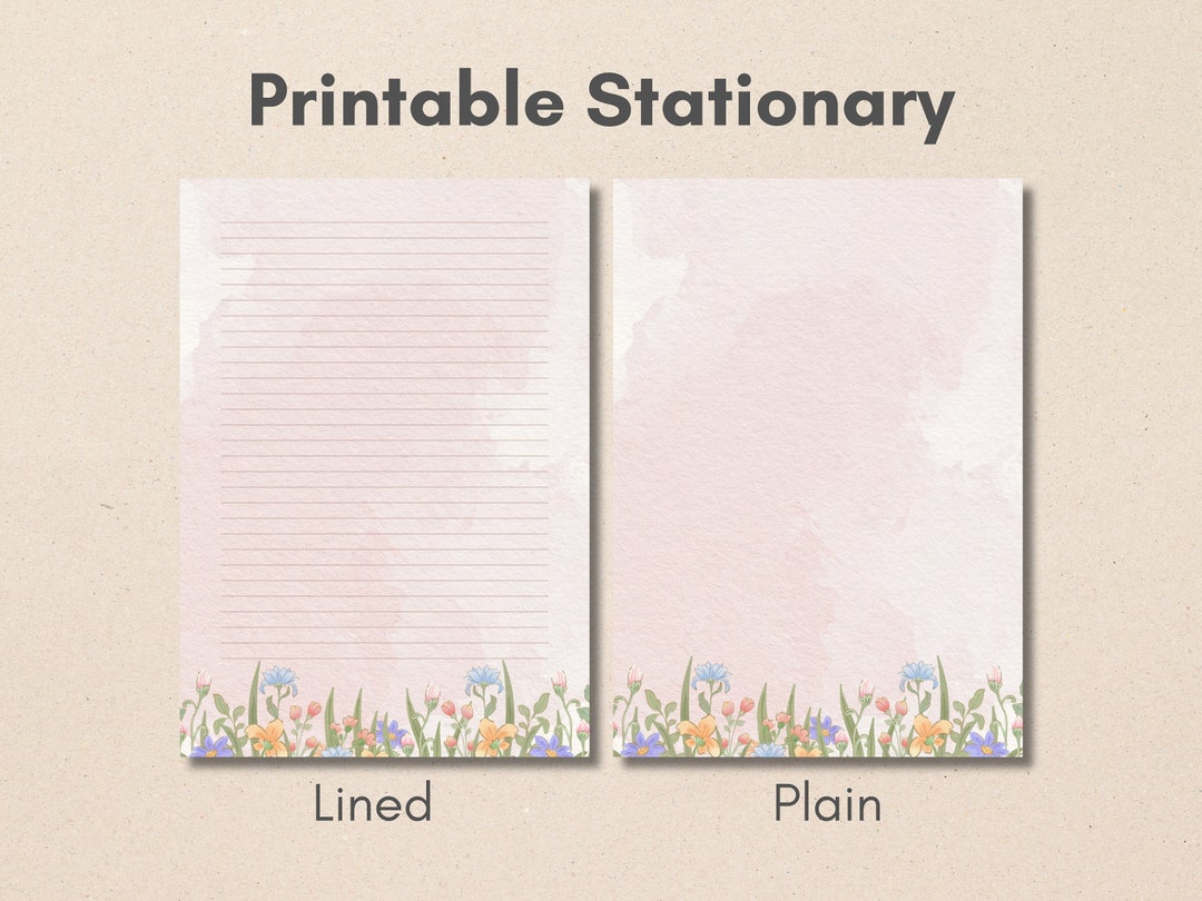 Printable Stationary Spring Flowers Printable Letter Paper Lined Paper ...