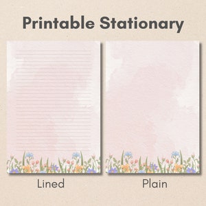 Printable Stationary Spring Flowers Printable Letter Paper Lined Paper ...