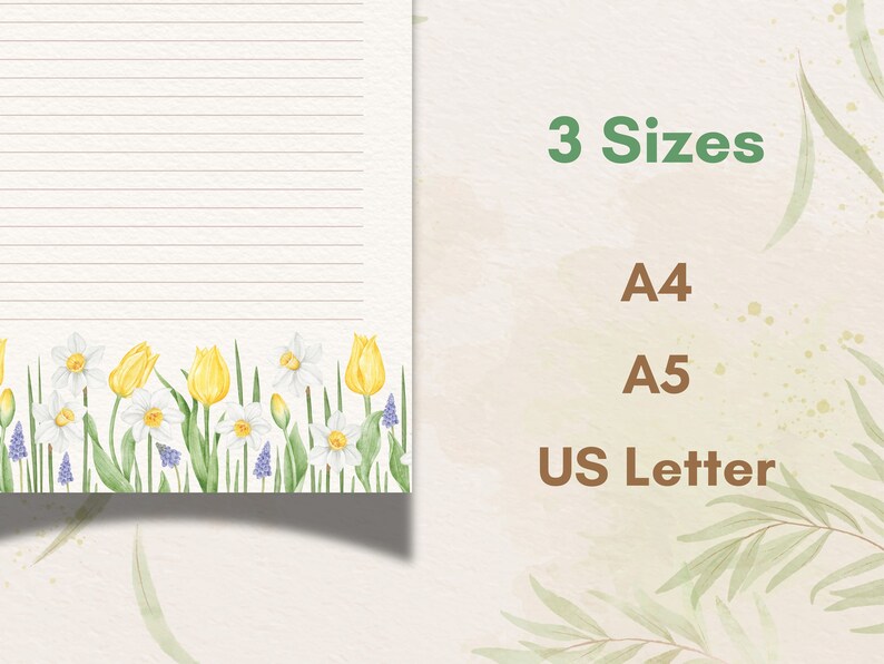 Printable Stationary Spring Blooms Printable Letter Paper Lined Paper ...