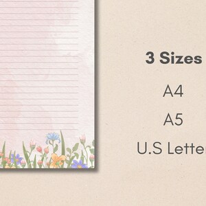 Printable Stationary Spring Flowers Printable Letter Paper Lined Paper ...