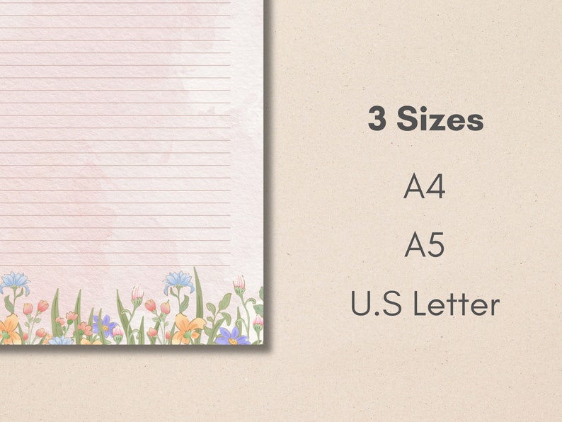 Printable Stationary Spring Flowers Printable Letter Paper Lined Paper ...