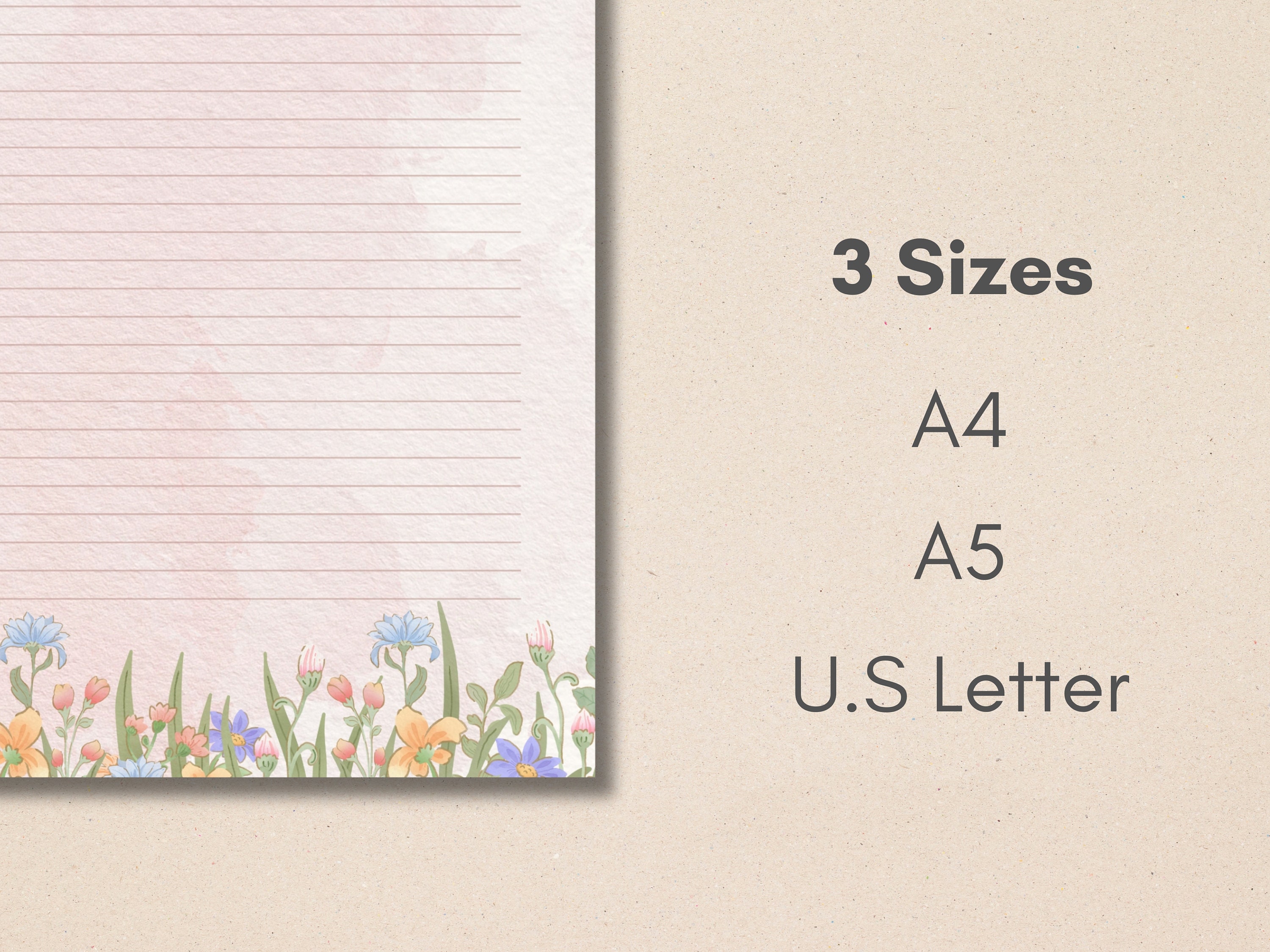 Printable Stationary Spring Flowers Printable Letter Paper Lined Paper ...