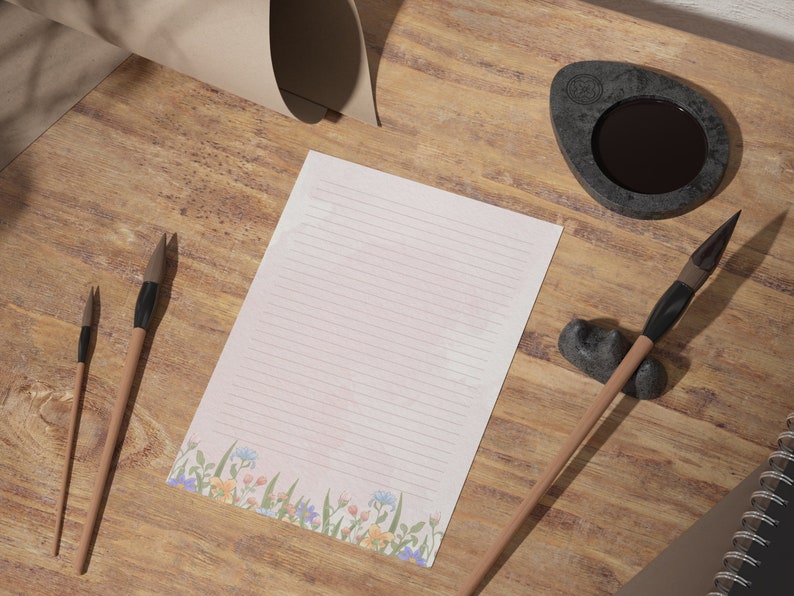 Printable Stationary Spring Flowers Printable Letter Paper Lined Paper ...