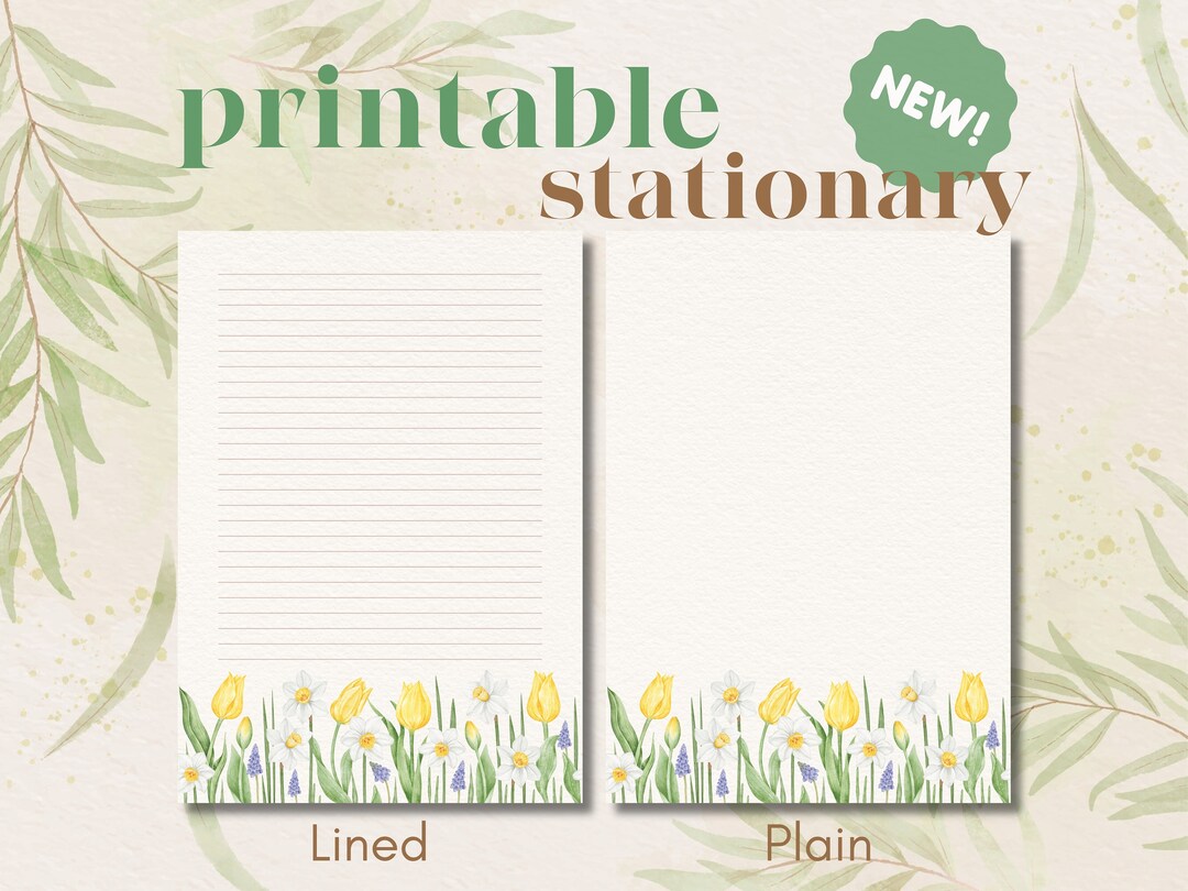 Printable Stationary Spring Blooms Printable Letter Paper Lined Paper ...