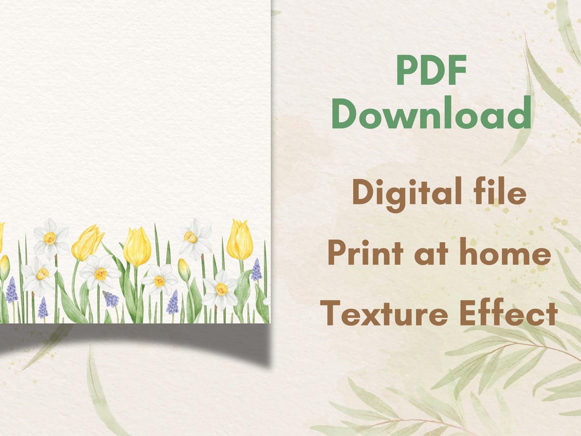Printable Stationary Spring Blooms Printable Letter Paper Lined Paper ...