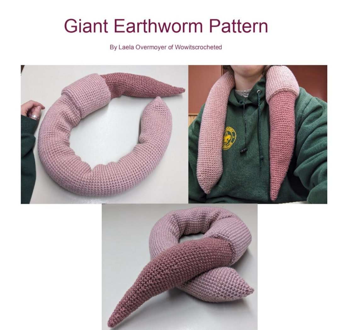 PDF Giant Weighted Earthworm Pattern - Etsy
