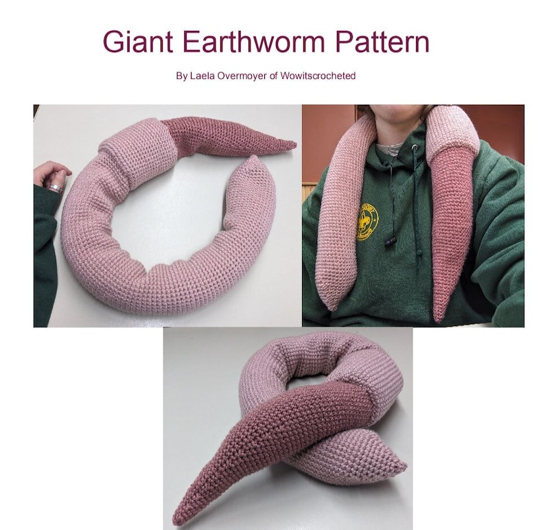 PDF Giant Weighted Earthworm Pattern - Etsy