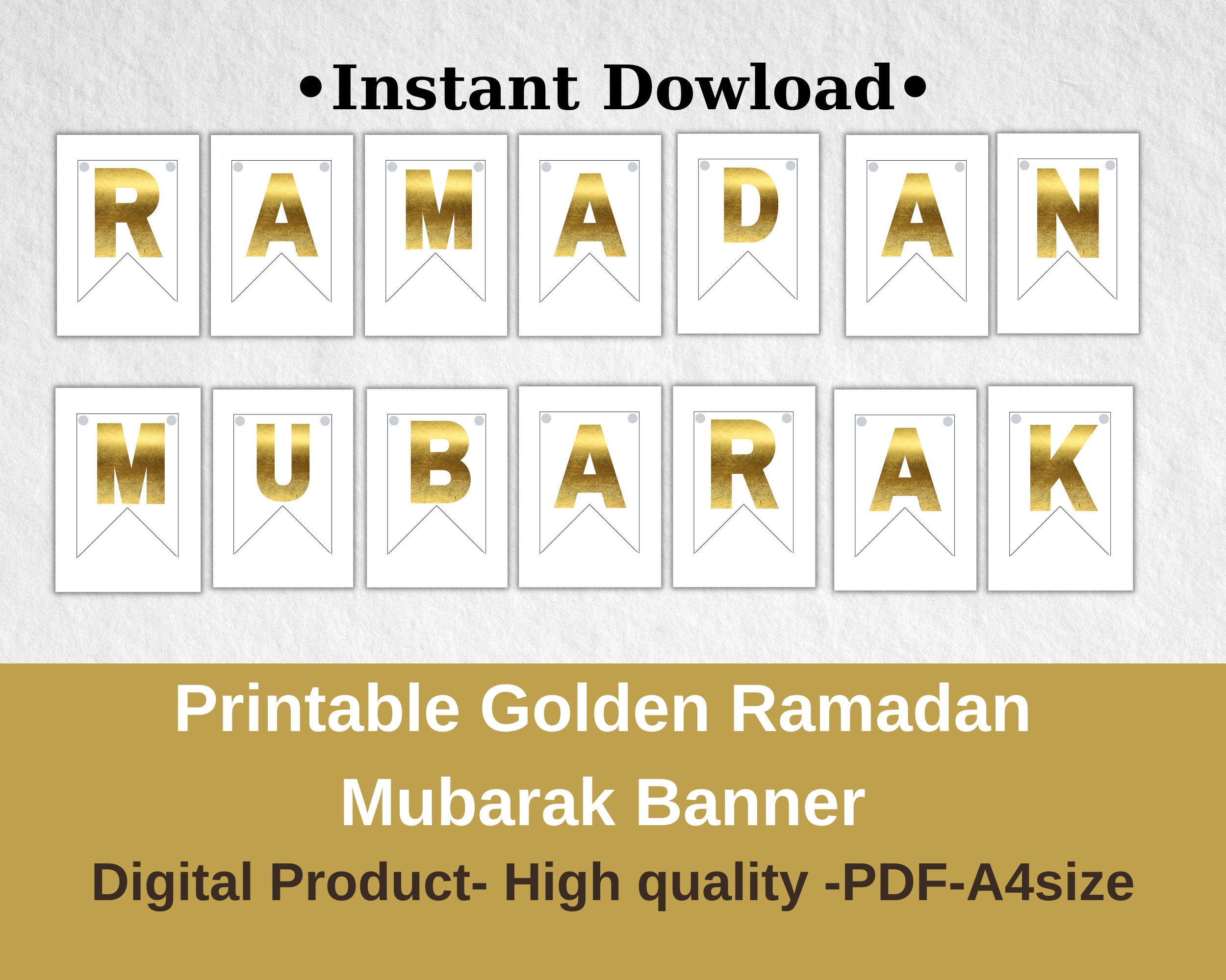 Ramadan Mubarak Printable Banner, Ramadan Eid Decor, Ramadan Mubarak ...