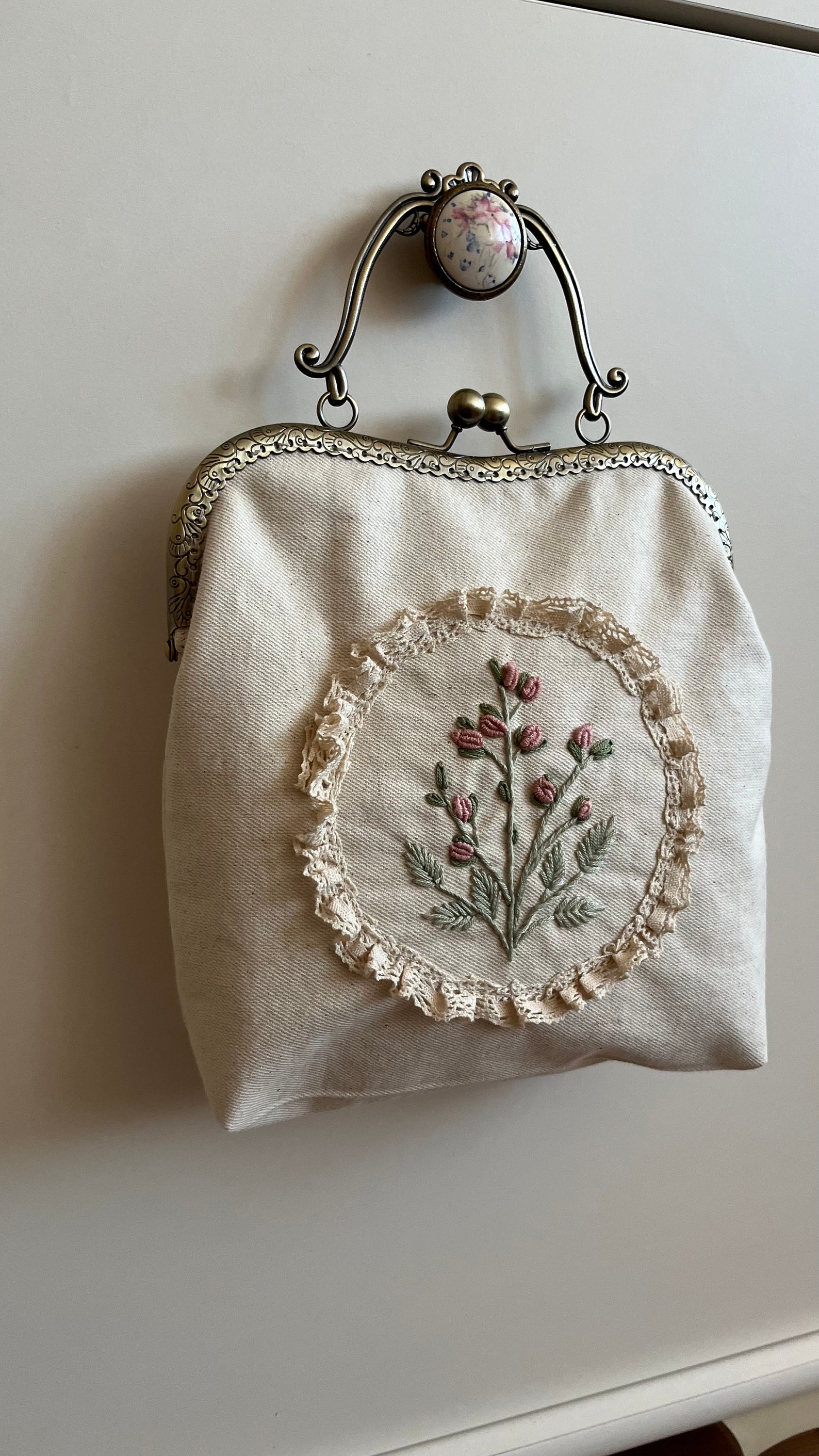 Handmade Embroidered Bag Crossbody Bag Flower Embroidered Clutch Bag ...
