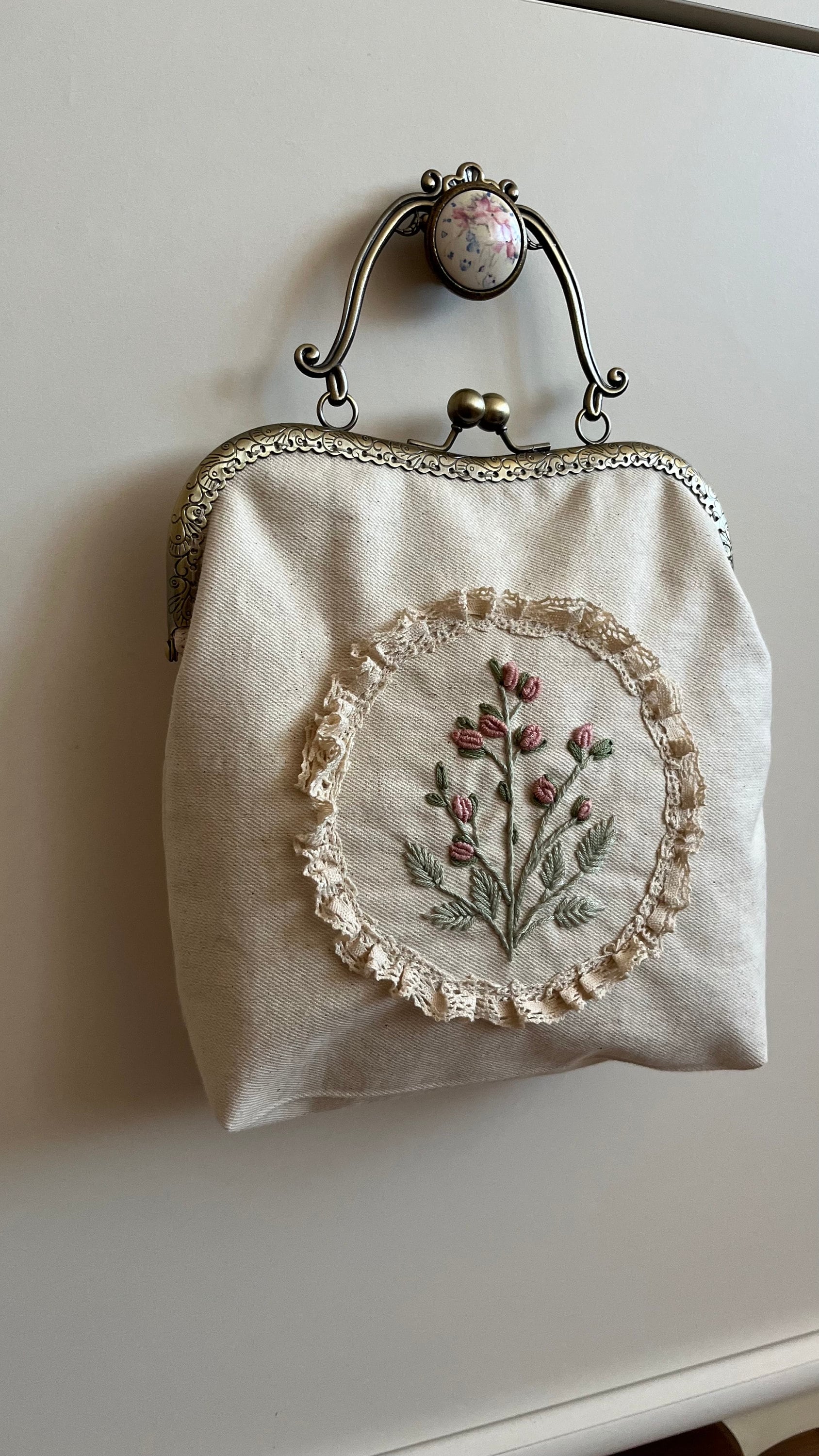 Handmade Embroidered Bag Crossbody Bag Flower Embroidered Clutch Bag ...