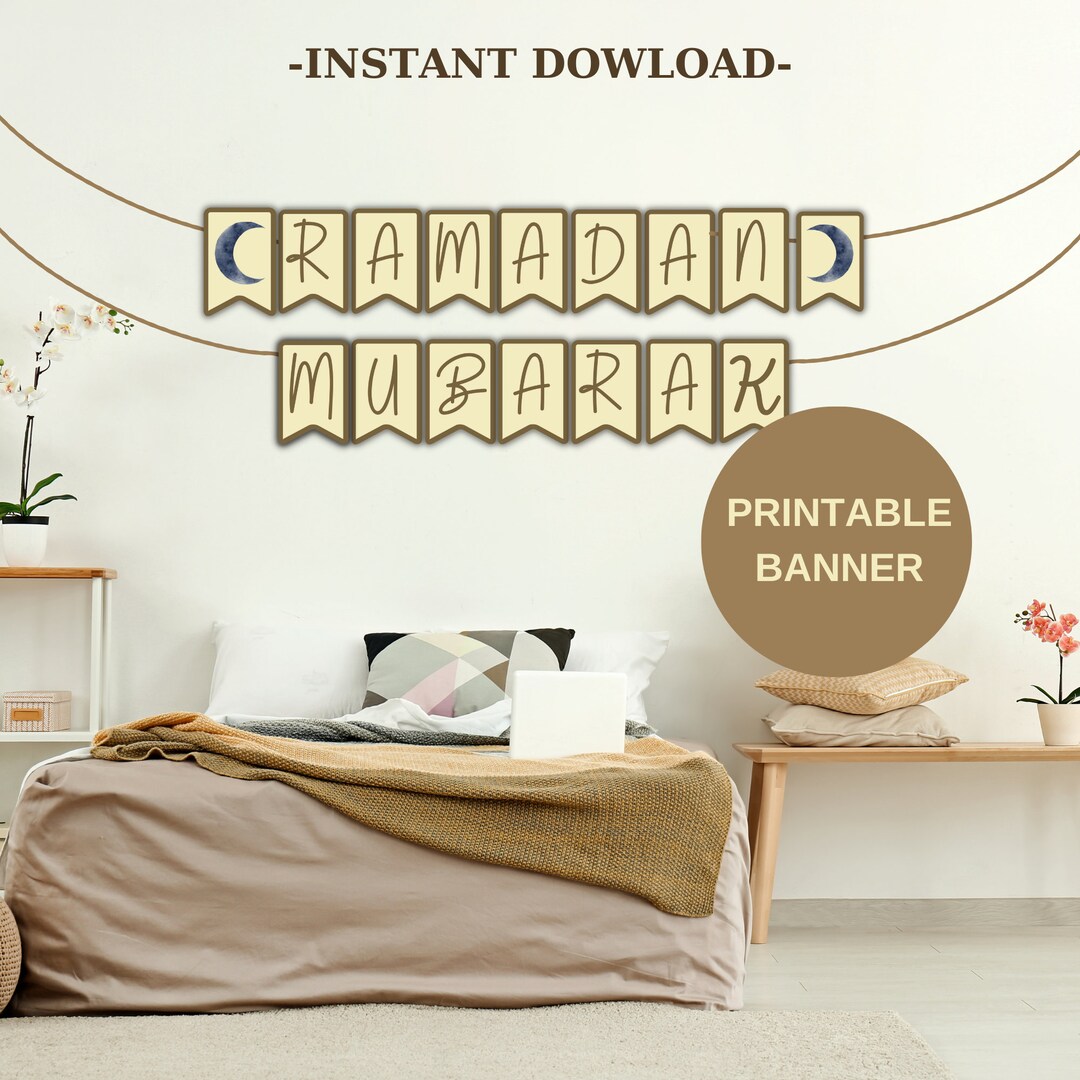 Ramadan Mubarak Printable Banner, Ramadan Eid Decor, Ramadan Mubarak Bunting, Home Decor Ramadan ...