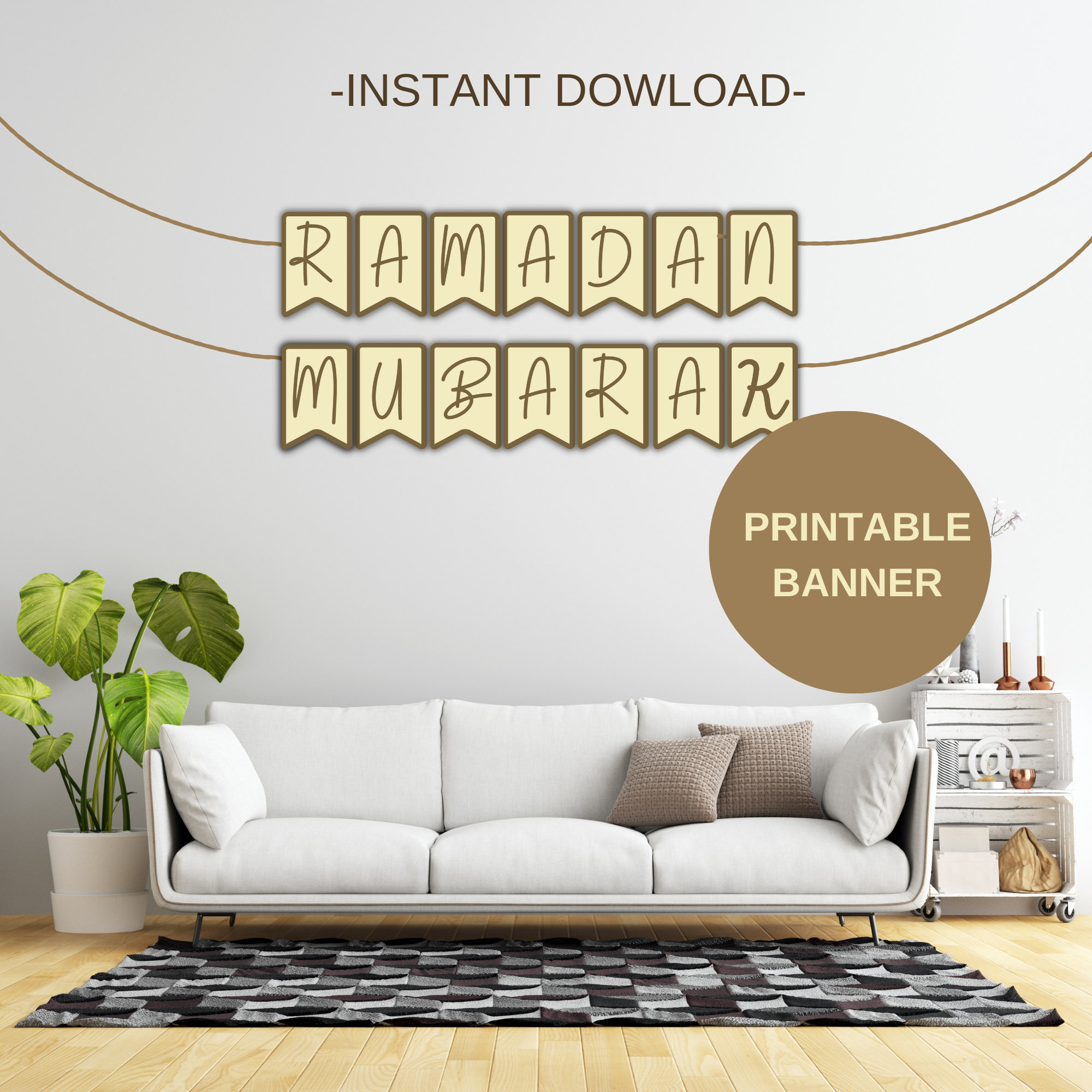 Ramadan Mubarak Printable Banner, Ramadan Eid Decor, Ramadan Mubarak Bunting, Home Decor Ramadan ...