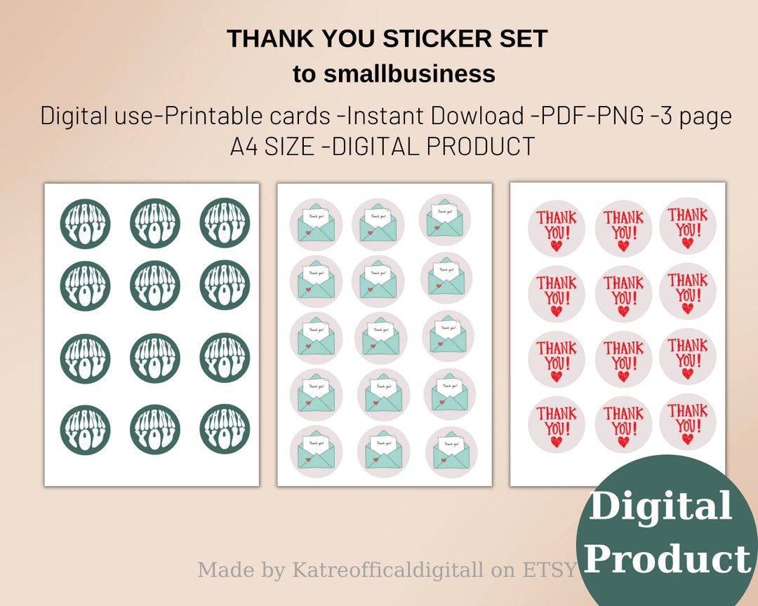 Thank You Printable Sticker, Small Business Gift Tags, Gift Sticker ...
