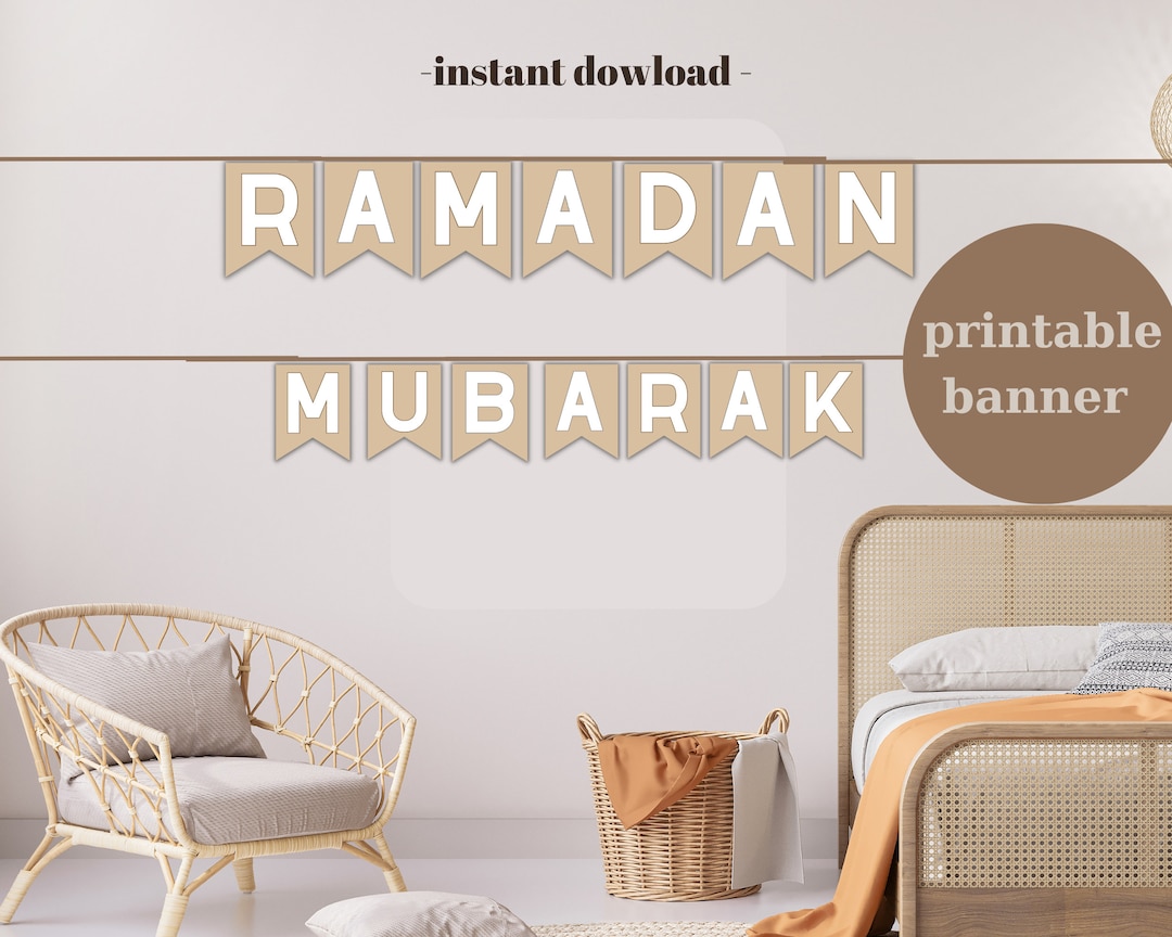 Ramadan Mubarak Printable Banner, Ramadan Eid Decor, Ramadan Mubarak Bunting, Home Decor Ramadan ...