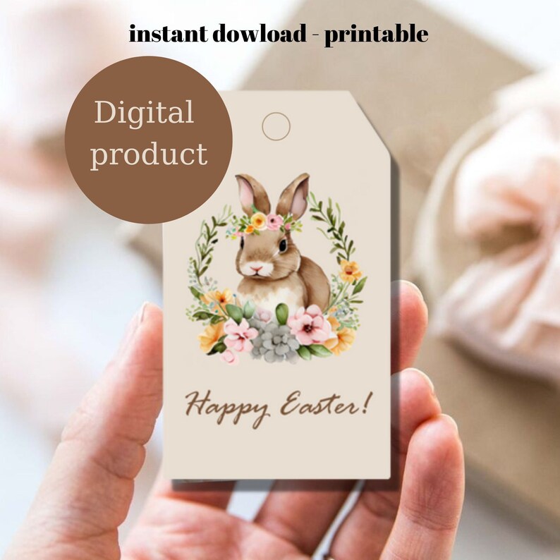 Printable Easter Basket Tag, Kids Easter Tags, Easter Gifts, Easter ...