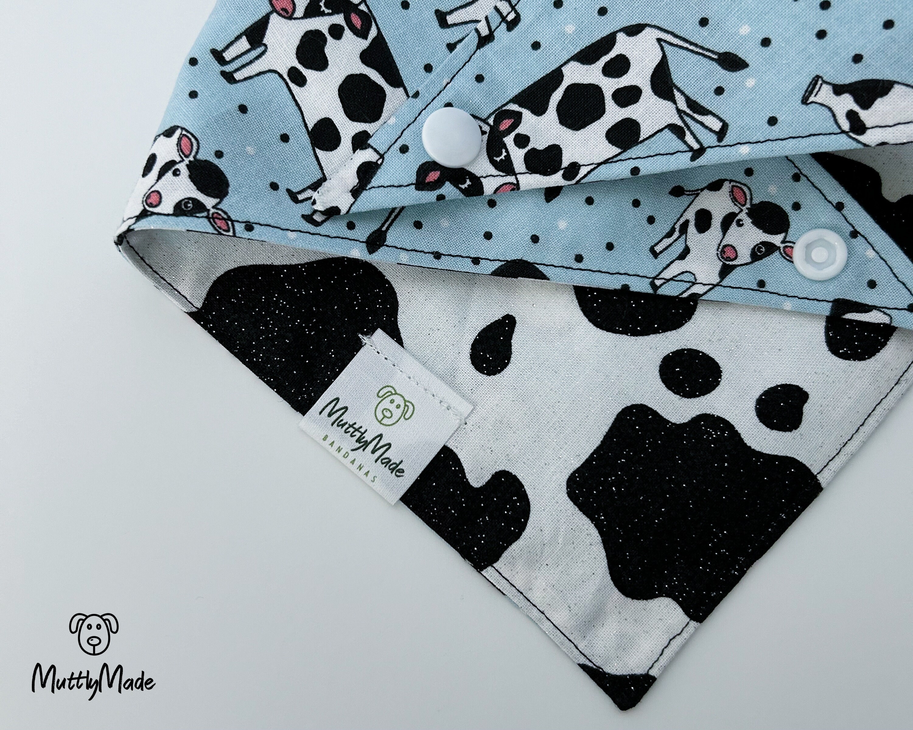 Cow Print Bandana Reversible Snap Closure Dog Bandana Cat Bandana Cow ...