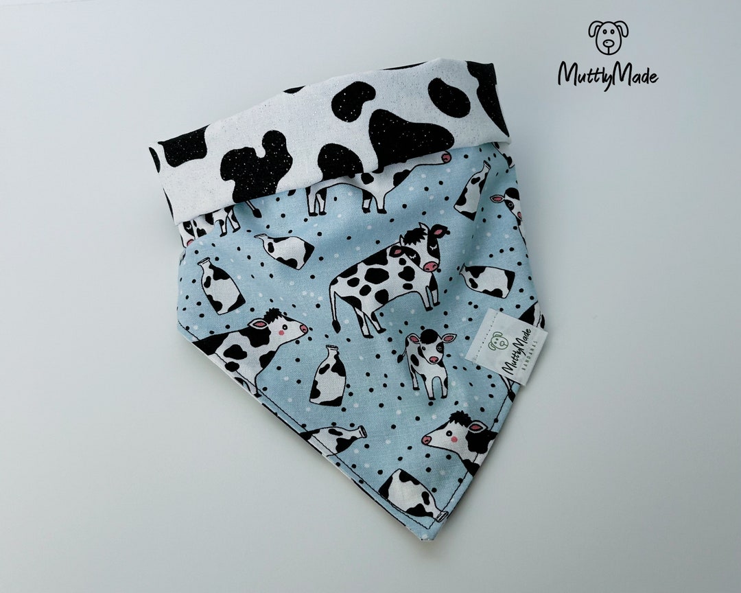 Cow Print Bandana Reversible Snap Closure Dog Bandana Cat Bandana Cow ...