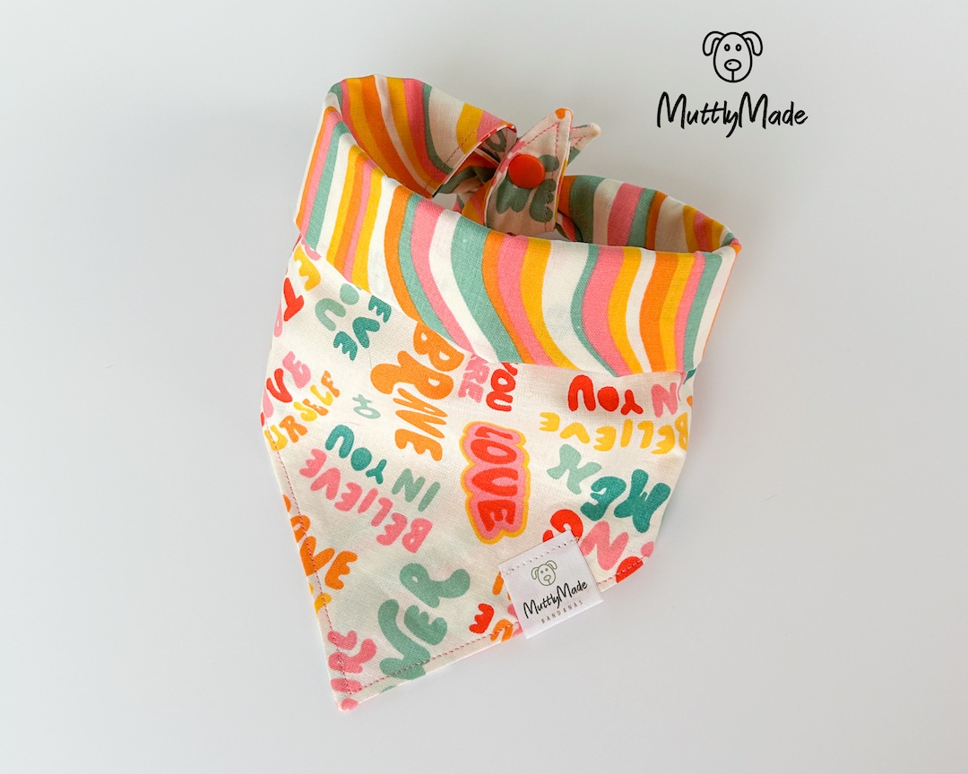 Retro Ruff Revival Bandana - Reversible - Snap Closure - Dog Bandana ...