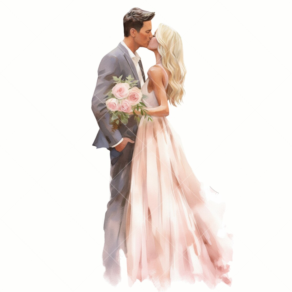 Pink Wedding Clip Art Bundle Watercolor Transparent PNG Bride - Etsy