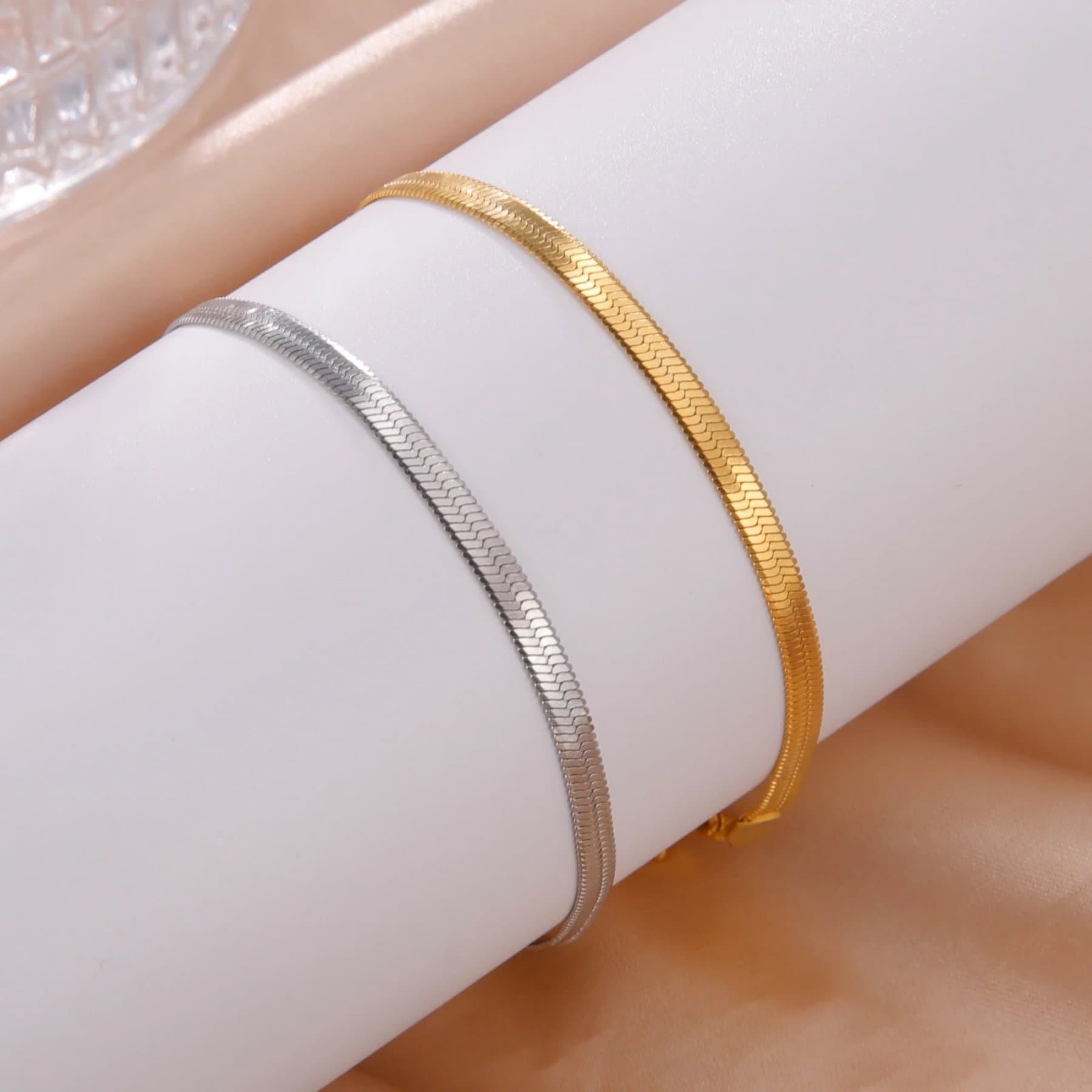 316L Stainless Steel Snake Chain Bracelet Waterproof Gold Silver ...