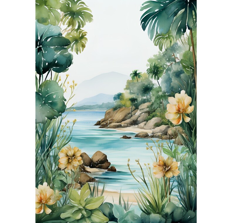 Beach Backgrounds Bundle Watercolor Beach Backdrop 10 Stunning Scenes ...