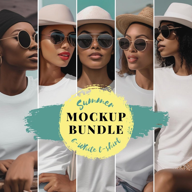 BEACH Mockup Bundle 6 White T-shirt Mockups Summer Tshirt Mockup Summer ...