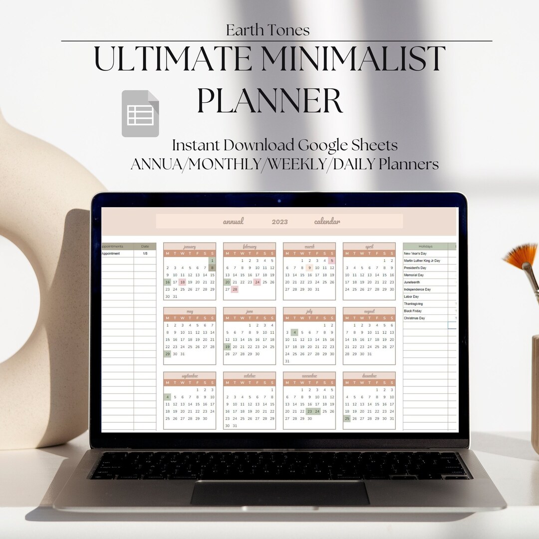 Ultimate Minimalist Planner Earth Tones Annual, Monthly, Weekly, Daily ...