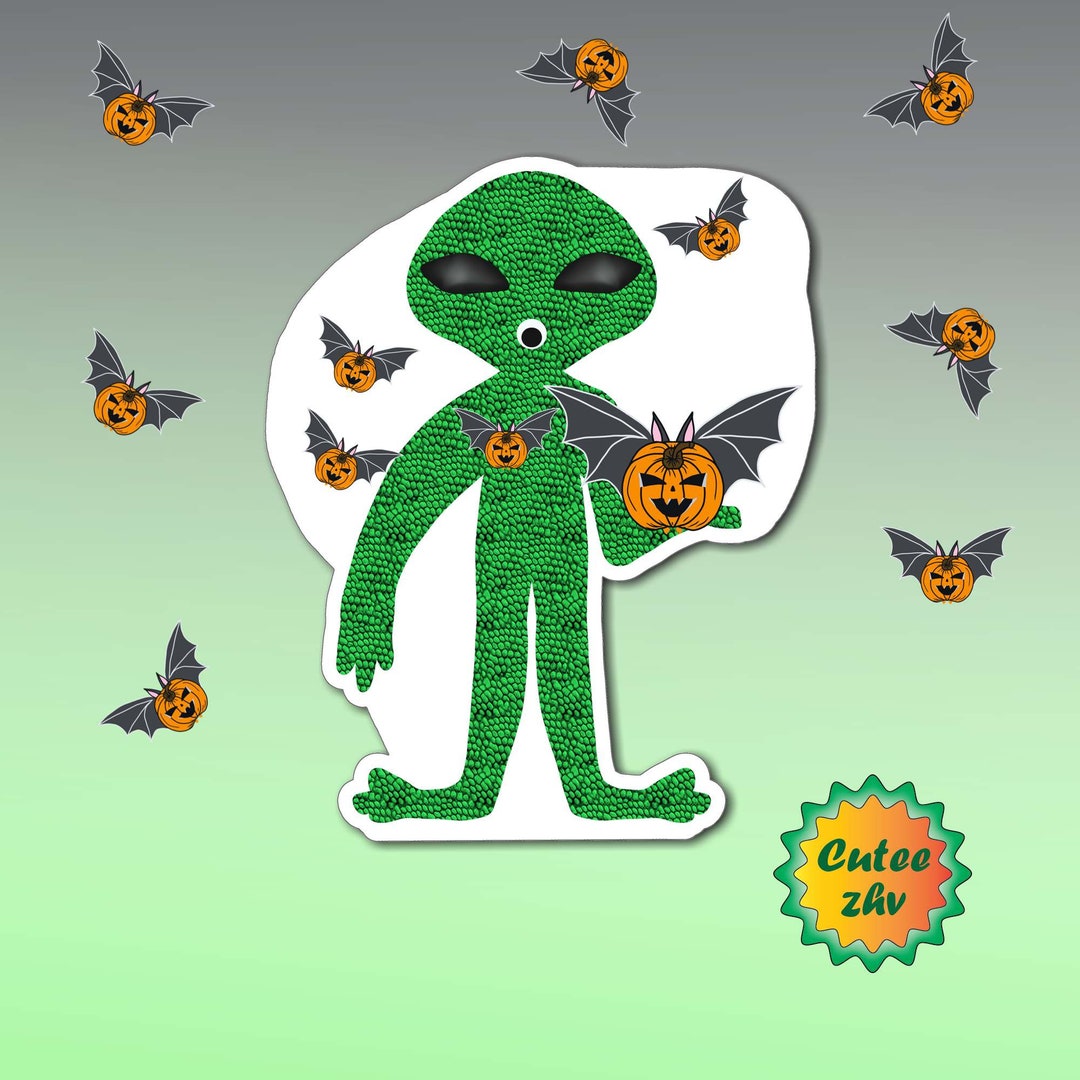 Alien Stickers Pumpkin Stickers Bat Stickers Halloween - Etsy