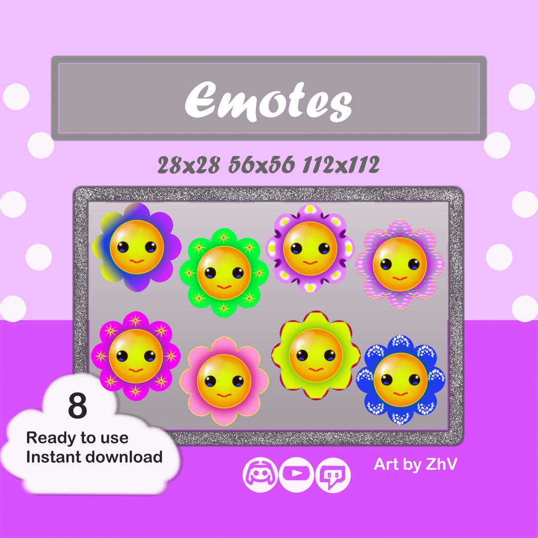 Floral Emotes Flower Faces Emote Channel Points Twitch - Etsy