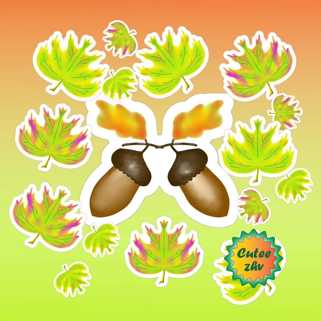 Acorn Sticker Fall Stickers Leaf Stickers - Etsy