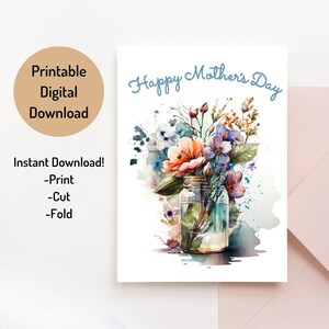 PRINTABLE Watercolor Flower Mother's Day Card Beautiful - Etsy