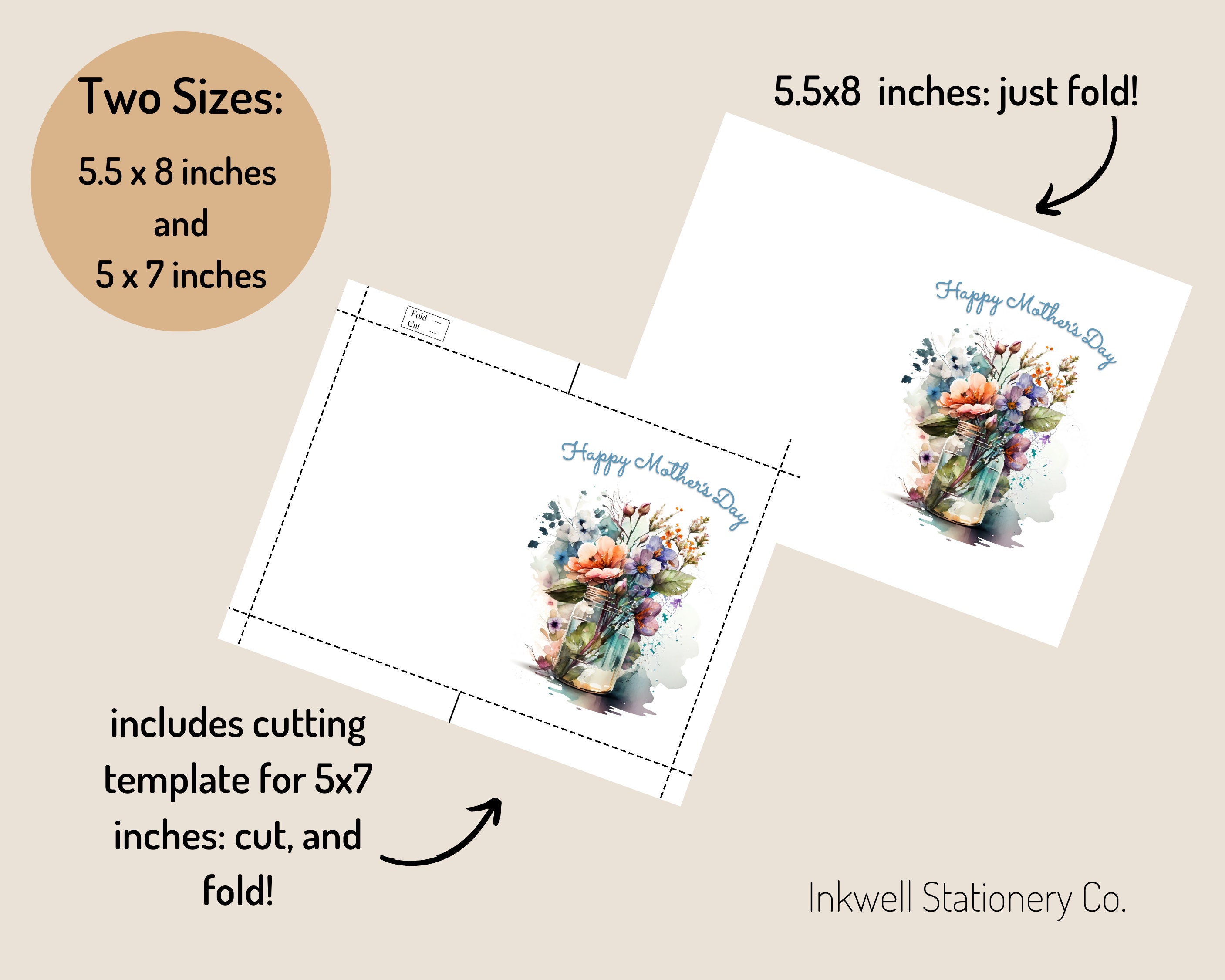 PRINTABLE Watercolor Flower Mother's Day Card, Beautiful Wildflower ...